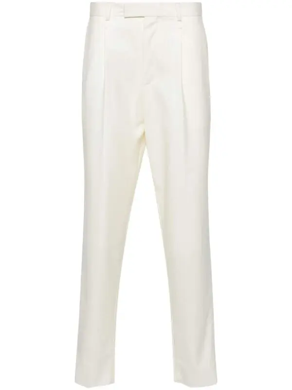 Zegna Tapered Twill Trousers - Neutrals