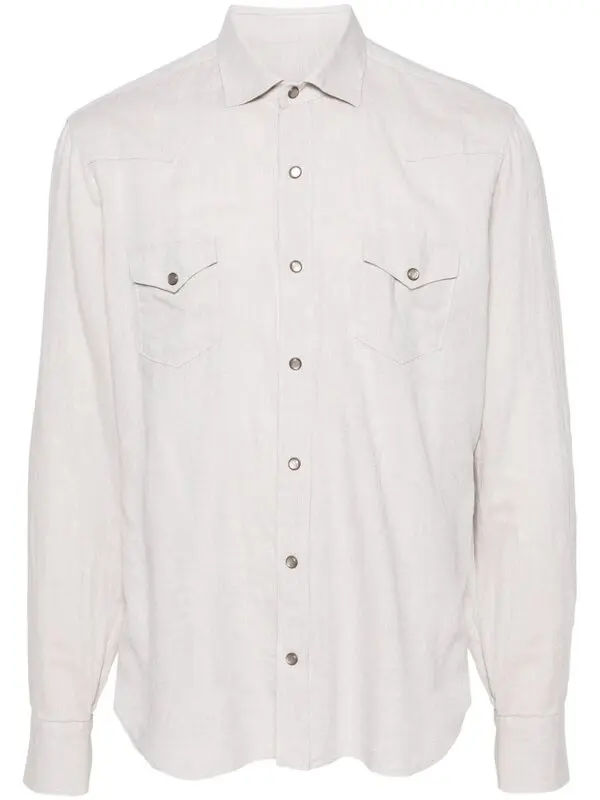 BARBA NAPOLI Slub-texture Shirt - Neutrals