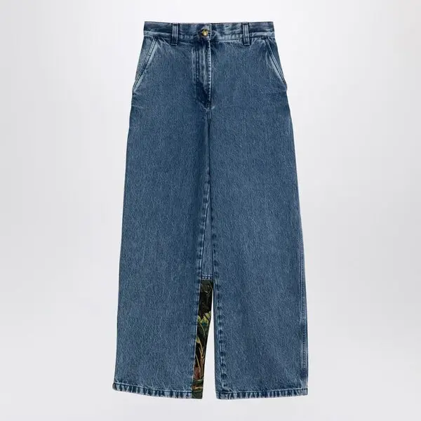 Palm Angels Baggy Jeans With Jungle Insert