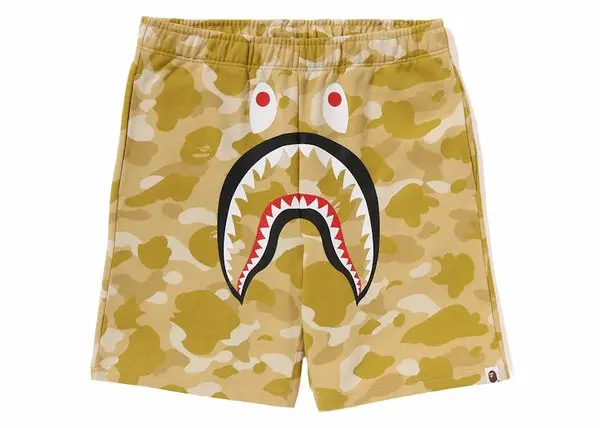 BAPE Camo Shark Sweat Shorts - Yellow