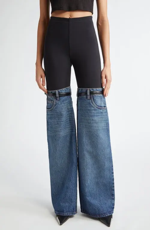 Coperni Hybrid Denim And Knit Pants - Black Blue
