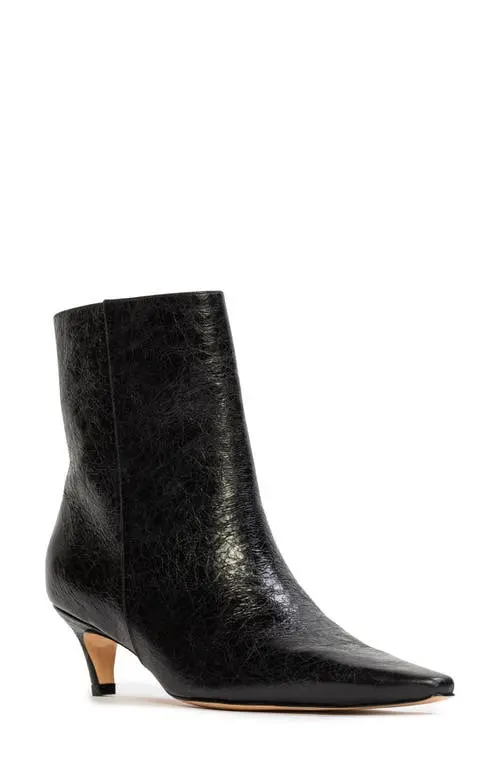 BLACK SUEDE STUDIO Avenue 50 Pointed Toe Booties - Black Crinkle