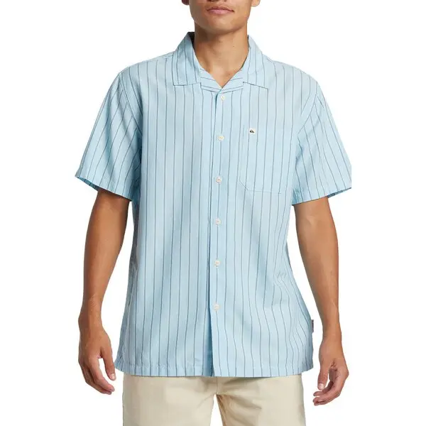 Quiksilver Casa Classics Regular Fit Stripe Camp Shirt - Airy Blue Casa Ss