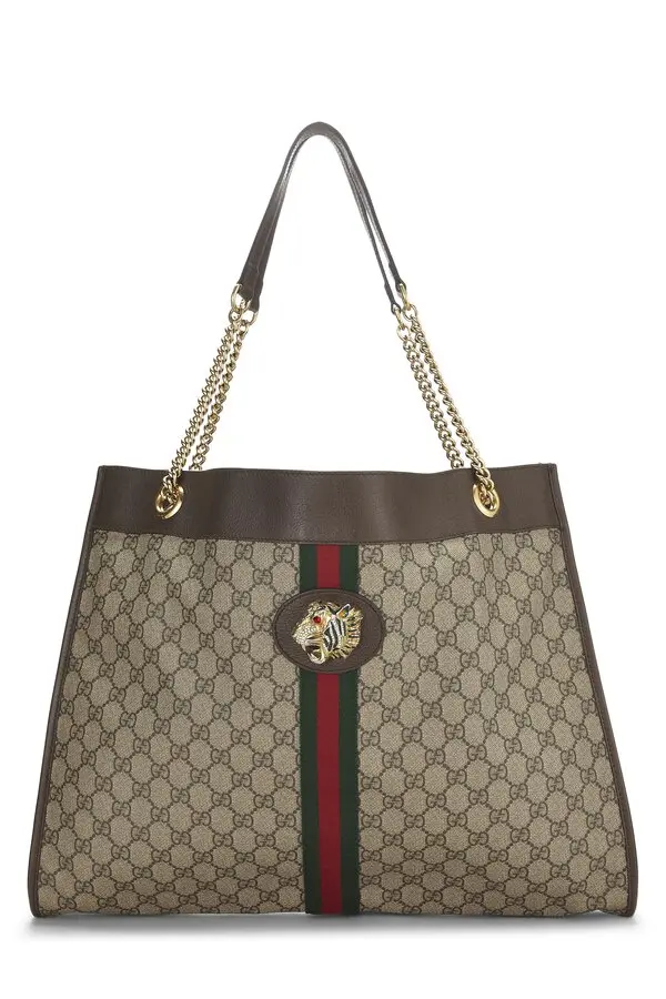 Gucci Original Gg Supreme Canvas Web Rajah Tote Bag
