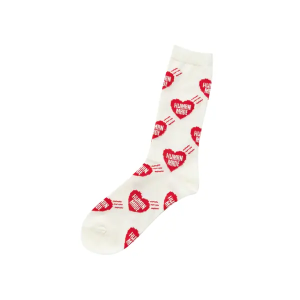 HUMAN MADE Heart Pattern Crew Socks - White