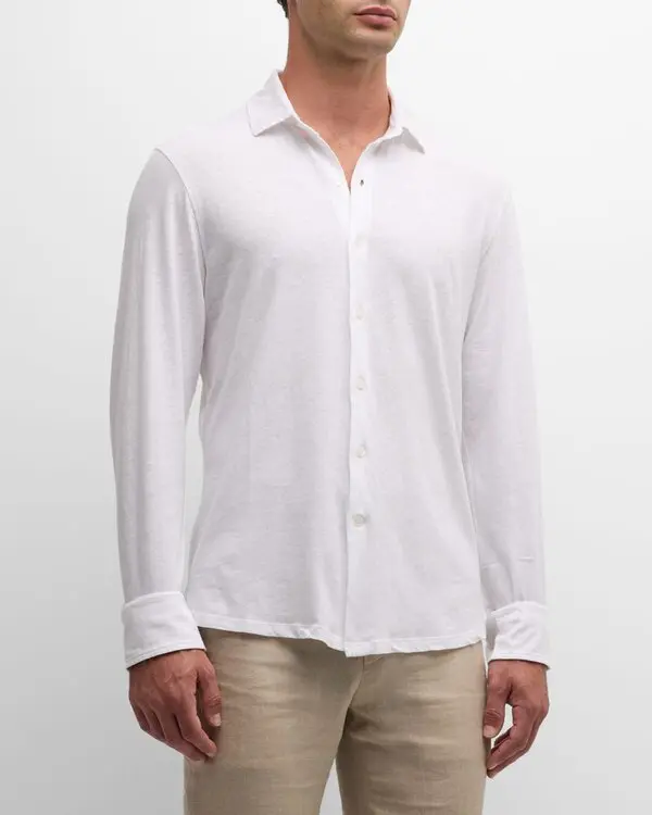 Frescobol Carioca Marcio Cotton And Linen Casual Button-down Shirt - White