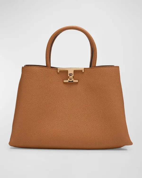 TOD'S T Timeless Small Leather Tote - Kenia Scuro