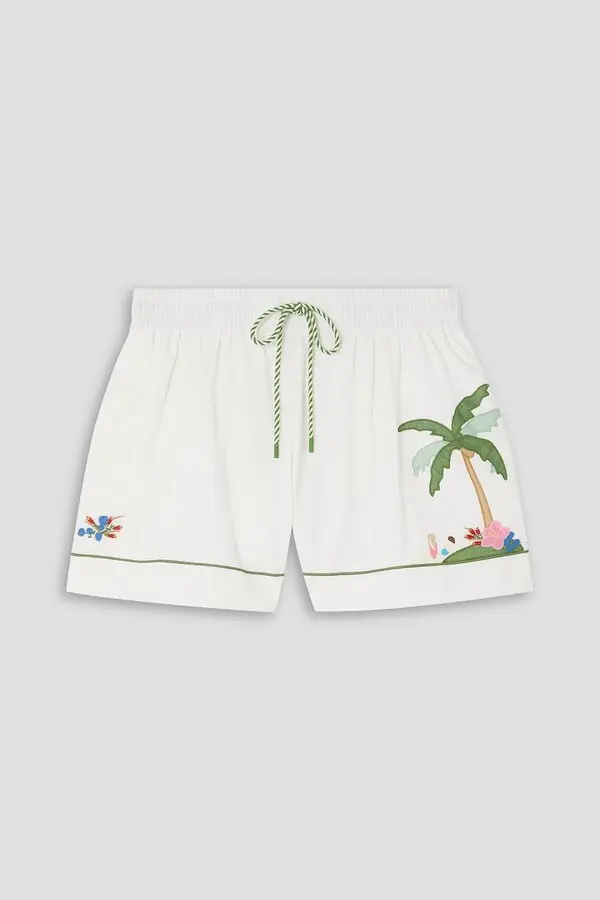 Zimmermann Clover Appliquéd Cotton Shorts