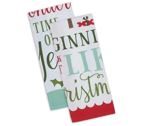 DESIGN IMPORTS Set Of 2 Assorted Holiday Fun Ki Tchen Towels