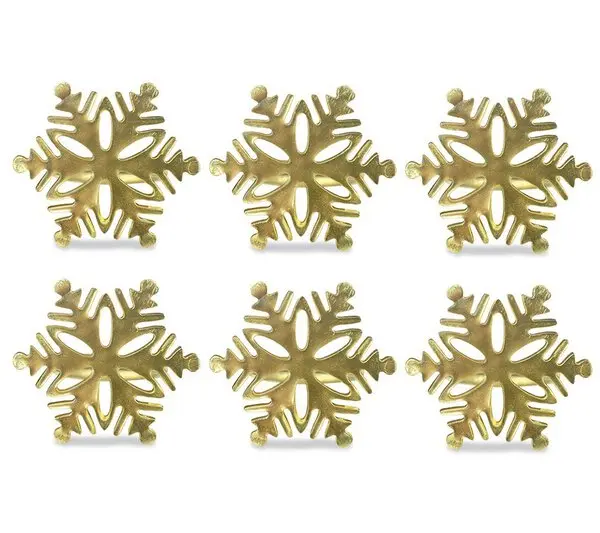 DESIGN IMPORTS Set/6 Gold Snowflake Napkin Ring S