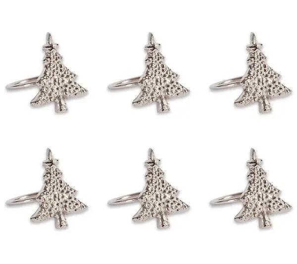 DESIGN IMPORTS Set/6 Christmas Tree Napkin Ring S