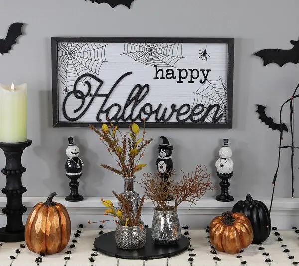 NORTHLIGHT 23.5' Happy Halloween Spider Web Wal L Sign