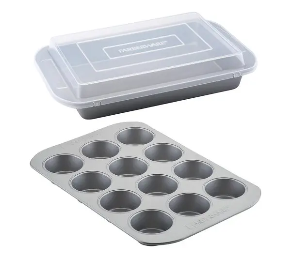 FARBERWARE Nonstick Bakeware Muffin Cake And La Agna Pan Set