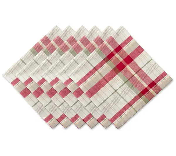 DESIGN IMPORTS Set/6 Orchard Plaid Napkins