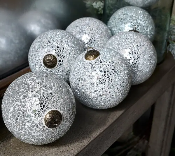 BETHLEHEM LIGHTS Primrose Hill Set Of 9 Mercury Glass Ornaments