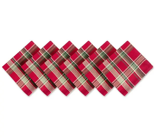 DESIGN IMPORTS Set/6 Plaid Napkin Set