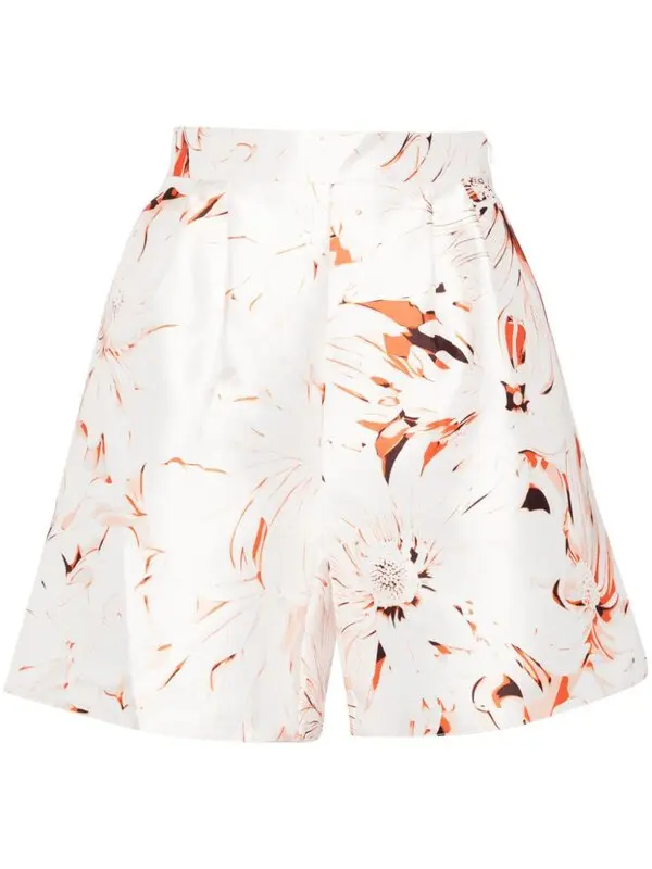 SAIID KOBEISY Printed Flared Thigh-length Shorts