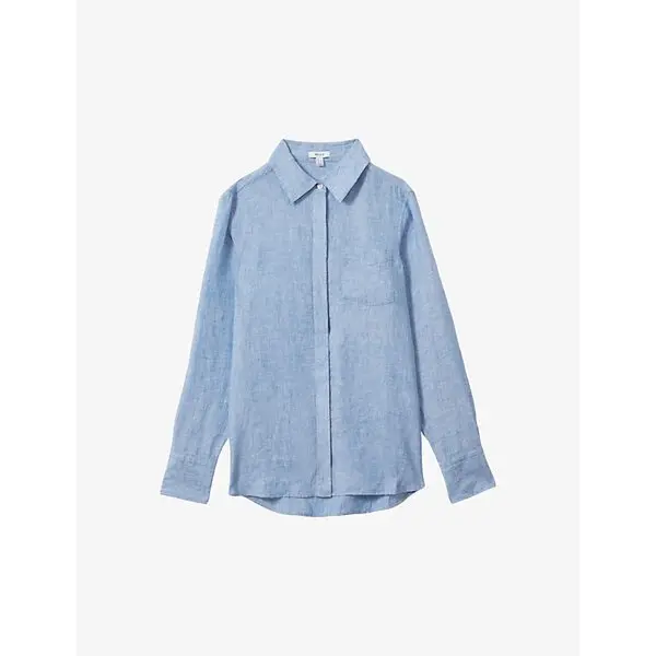 REISS Relaxed-fit Linen Shirt - Blue