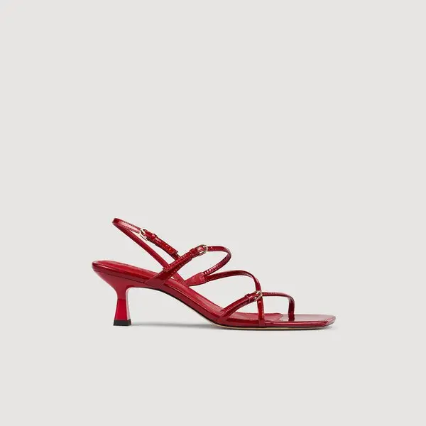 Sandro Strappy Patent Leather Sandals - Red