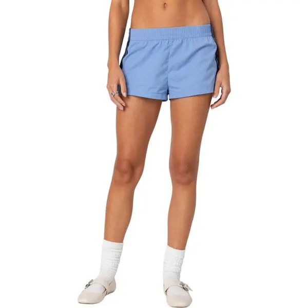 EDIKTED Nikki Stripe Nylon Shorts - Blue
