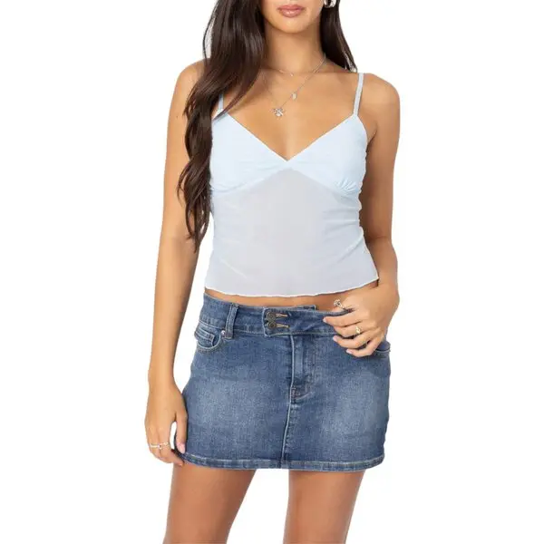 EDIKTED Serafina Stretch Tank Top - Light-blue