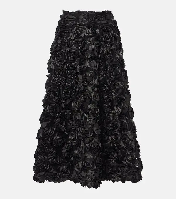 Remain Birger Christensen Sun Floral-appliqué High-rise Maxi Skirt - Black