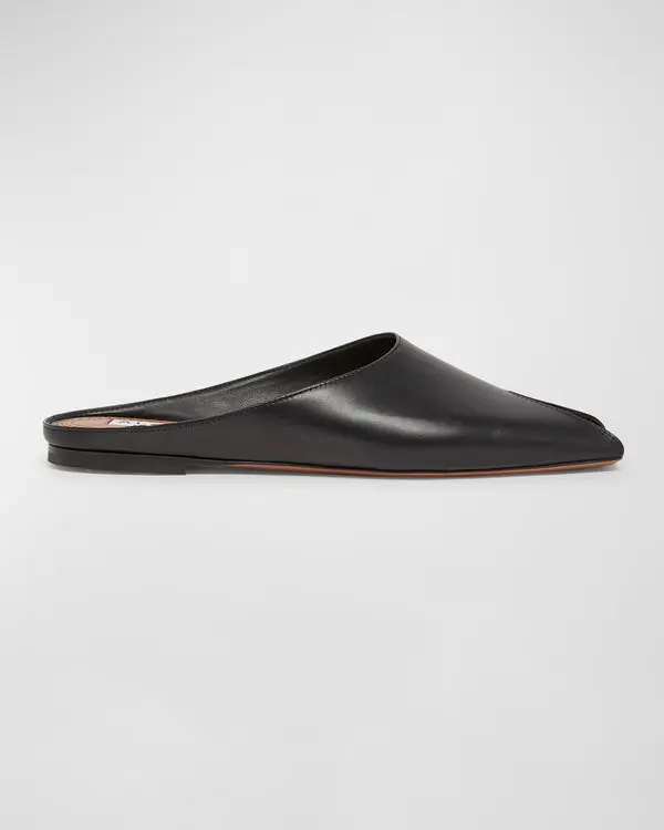 Alaïa Leather Peep-toe Ballerina Mules - Noir