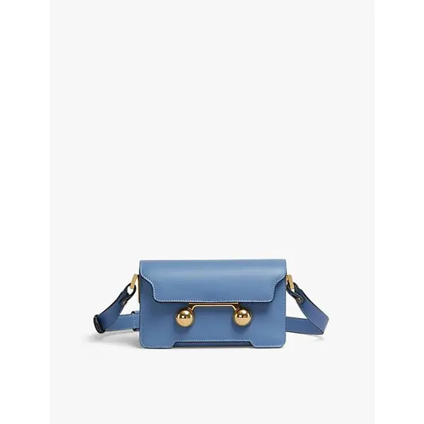 Marni Branded-hardware Leather Shoulder Bag - Opal