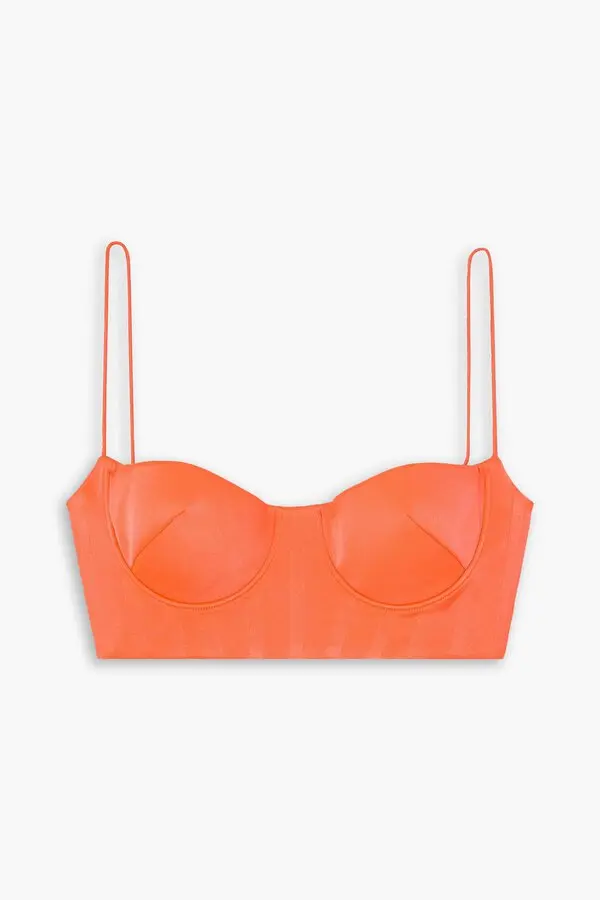 Alex Perry Hart Cropped Neon Satincrepe Top