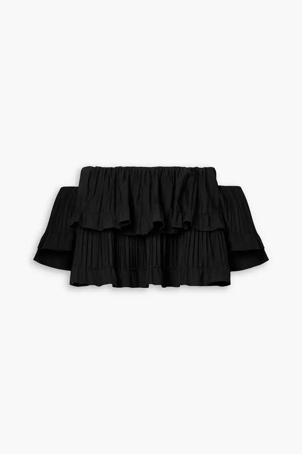 Brandon Maxwell Off-the-shoulder Tiered Top - Black