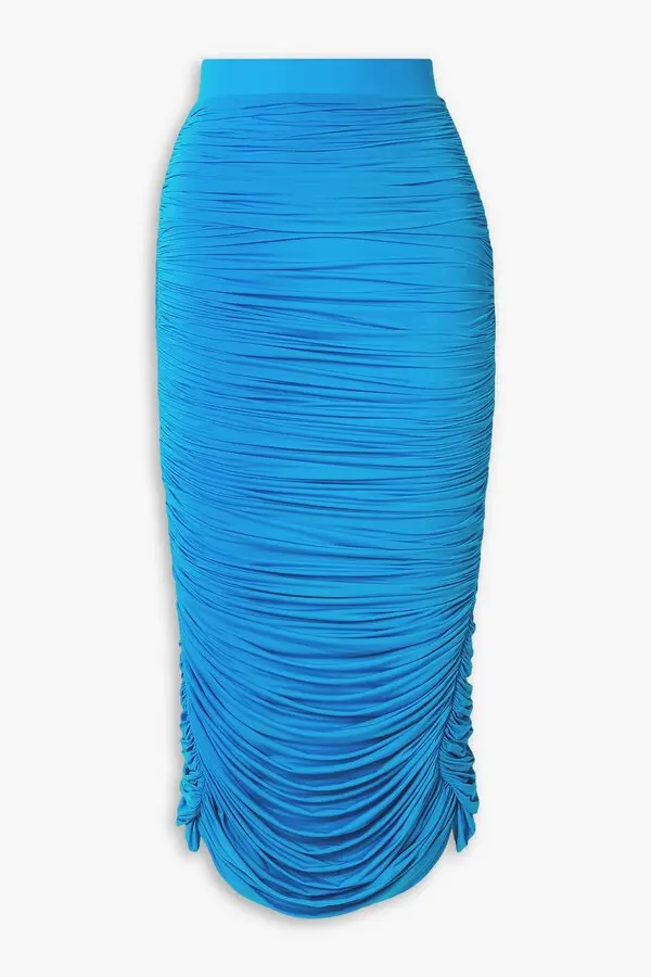 Alex Perry Ruched Stretch-jersey Midi Skirt