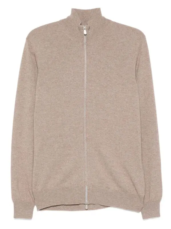 Brunello Cucinelli Cashmere Zipped Cardigan - Beige