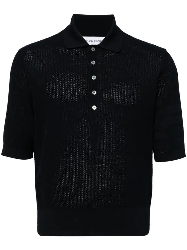 Thom Browne Textured-stitch Knit Polo Shirt