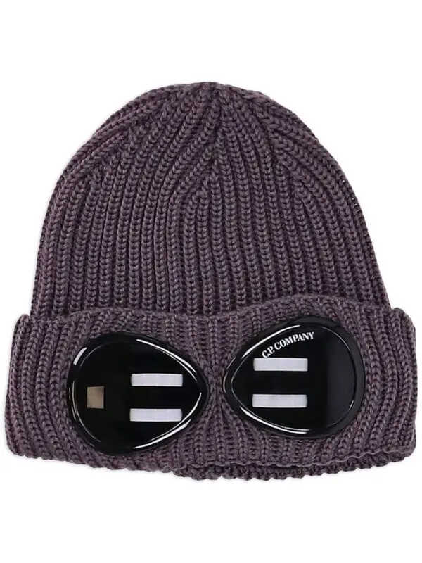 C.P. Company Goggles-Detail Ribbed Beanie - Purple | Editorialist