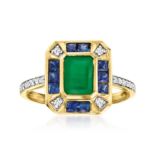 Buy ROSS-SIMONS Emerald And . Sapphire Ring With . Diamonds In 14kt ...