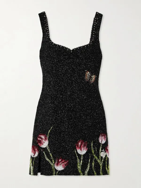 CLIO PEPPIATT Tulip Bead-embellished Mini Dress