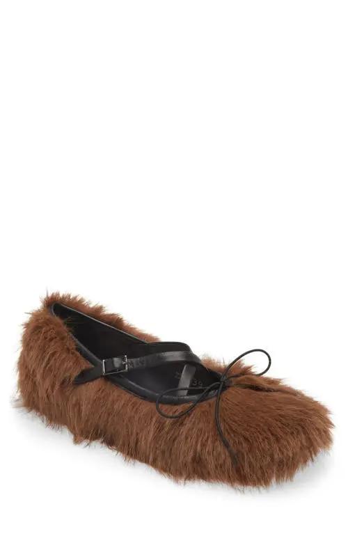 Simone Rocha Faux Fur Ballet Flats - Brown