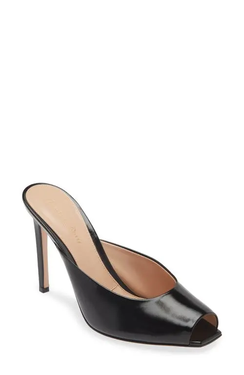 GIANVITO ROSSI Peep Toe Stiletto Heel Sandal - Black