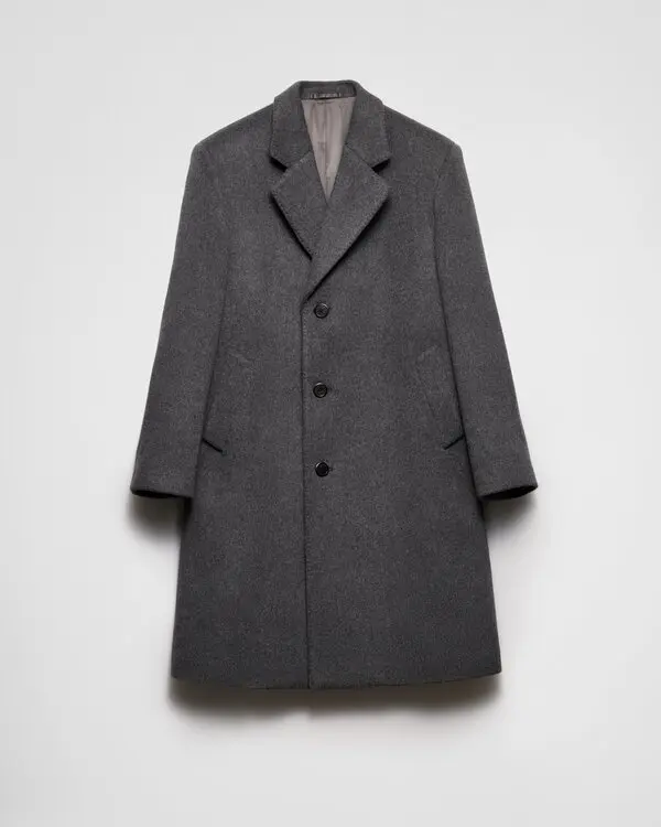 Prada Single-breasted Wool Coat - Slate Gray