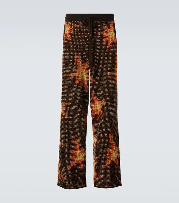 Dries Van Noten Printed Wool-Blend Sweatpants In Brown 40% Off