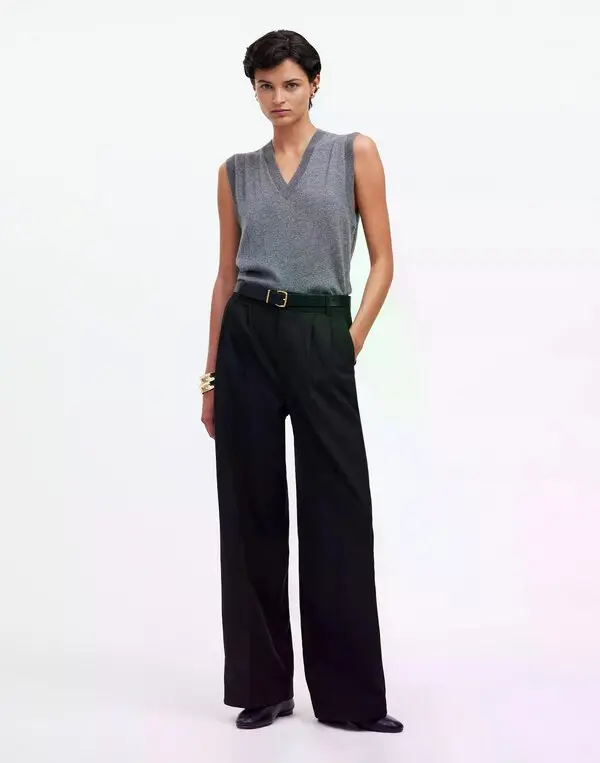 Madewell Petite Harlow Wide-leg Pants - True Black