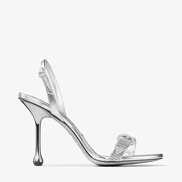 JIMMY CHOO Tabatha 95 Sandals - Silver/crystal