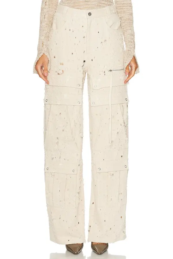 Lapointe Distressed Denim Ultra Cargo Jeans