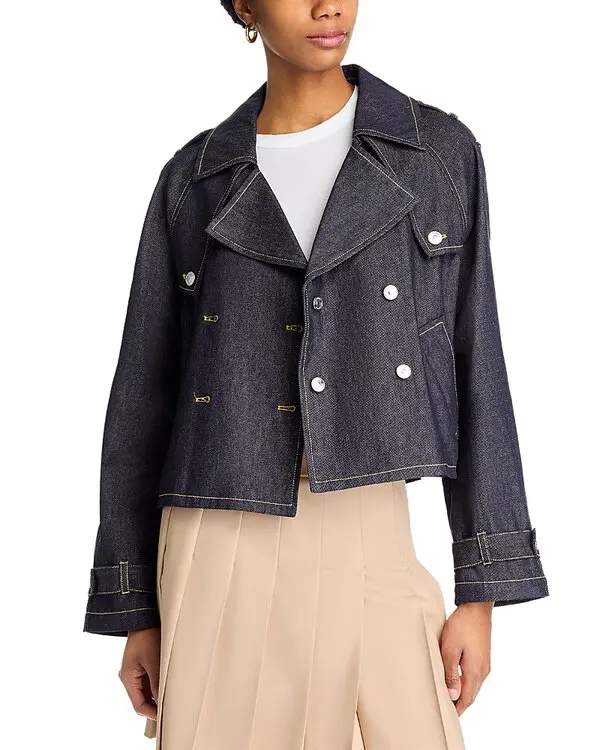 Steve Madden Sirus Double Breasted Denim Jacket - Dark Indigo