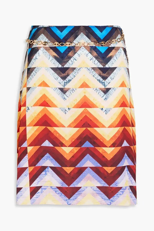 Rabanne Chain-embellished Printed Satin Skirt