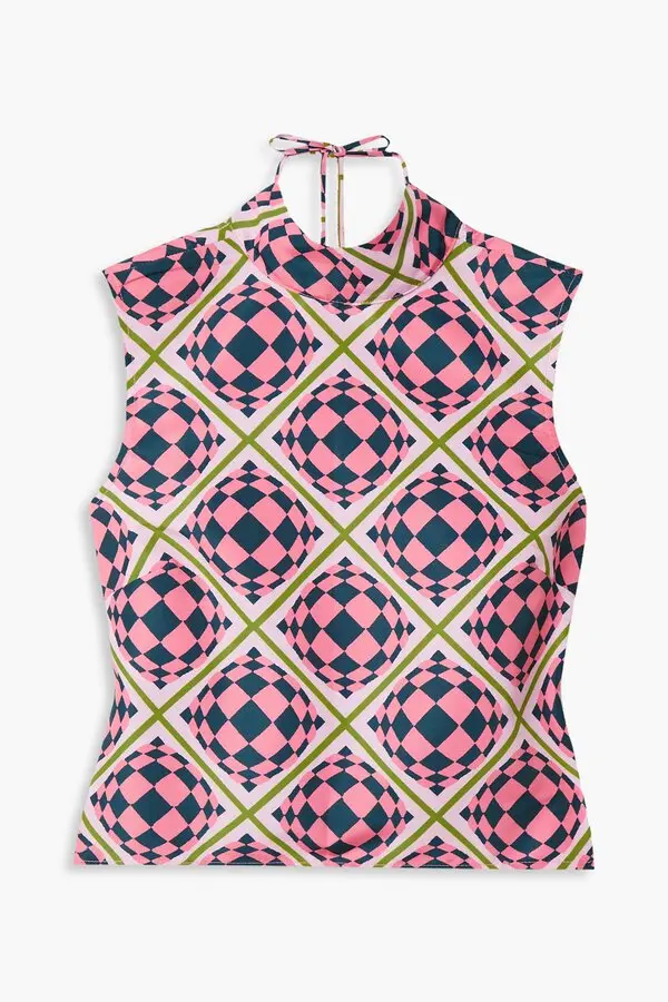 MAISIE WILEN Tied-up Open-back Printed Shell Top