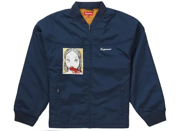 Supreme Mug Shot Crew Jacket - Navy | Editorialist