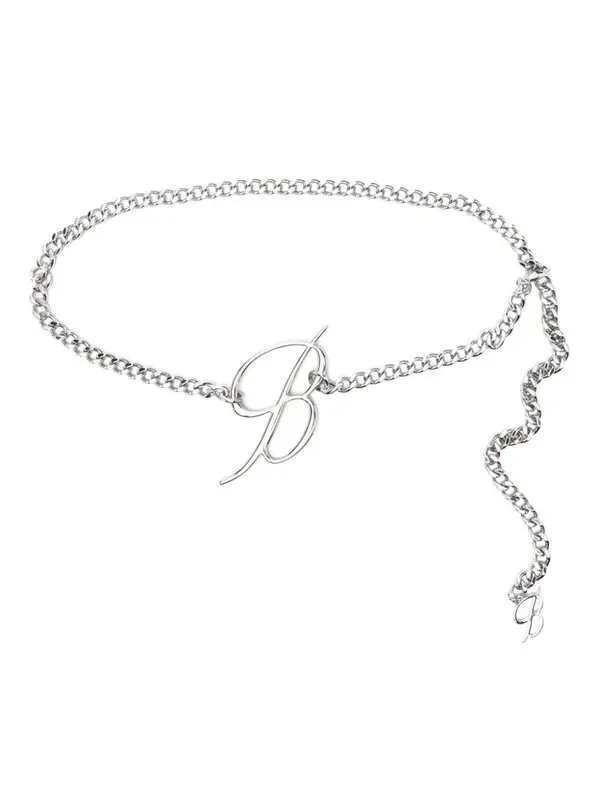 Blumarine Logo-pendant Chain Belt - Grey