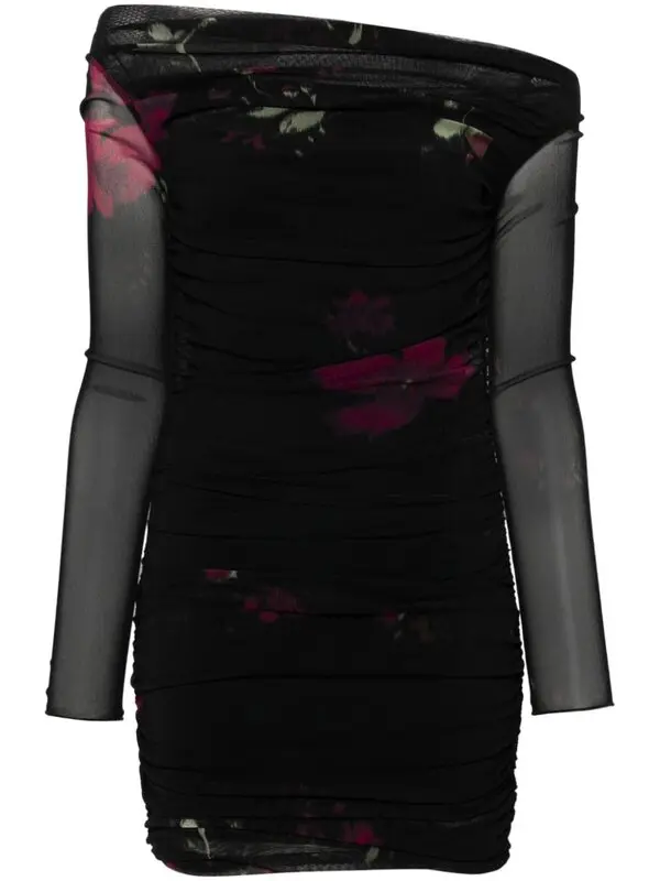 Blumarine Rose-print Tulle Mini Dress