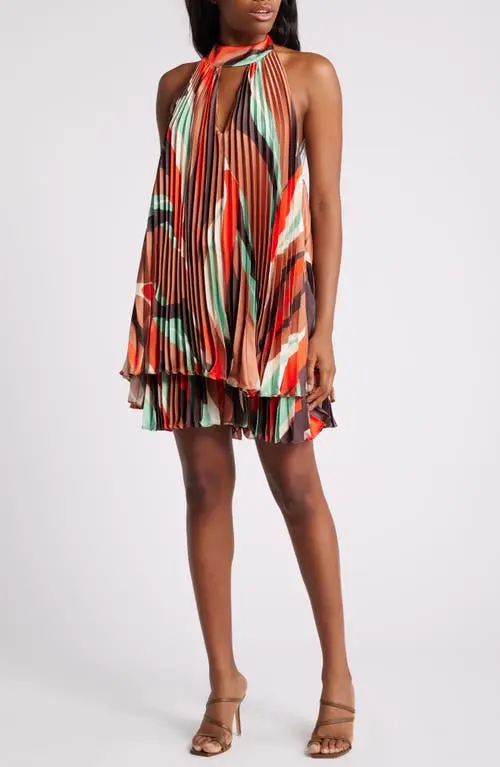 HUTCH Carlena Pleated Satin Halter Romper - Neutral